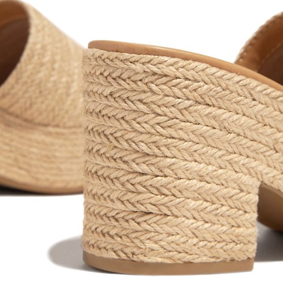Soda | Shoes | New Natural Jute Raffia Chunky Platform Block Heel Slide ...